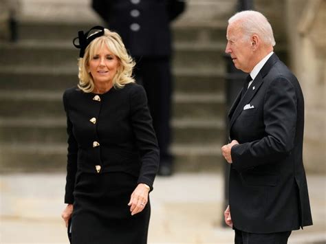 Photos President Biden And First Lady Jill Biden At Queens Funeral