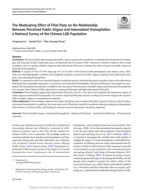 The Moderating Effect Of Filial Piety On The Relationship Between