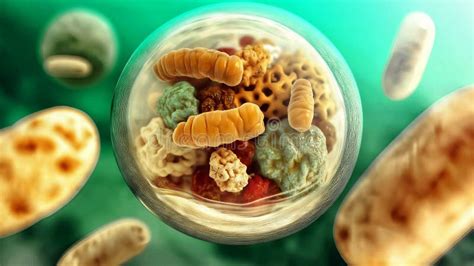 Mitochondria And Other Organelles Floating Inside Human Cell Membrane Stock Illustration