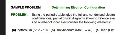 Sample Problem Determining Electron Configuration Problem Using The Pe