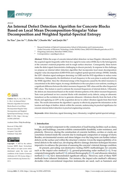 PDF An Internal Defect Detection Algorithm For Concrete Blocks Based On Local Mean