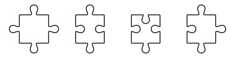 Puzzle Pieces Fit Line Icon Set Jigsaw Game Matching Complete Logic