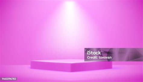 사각형 받침대가 있는 빈 분홍색 조명 방 현실적인 3d 스타일 벡터 그림입니다 개체에 대한 템플릿 0명에 대한 스톡 벡터 아트 및 기타 이미지 Istock