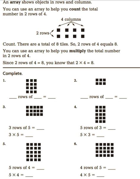 Multiplication Division With Arrays Worksheets Library
