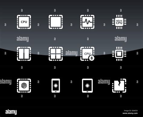 CPU Icons On Black Background Stock Vector Image Art Alamy