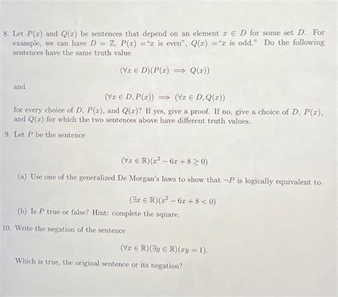 solved 8 let p x and q x be sentences that depend on an