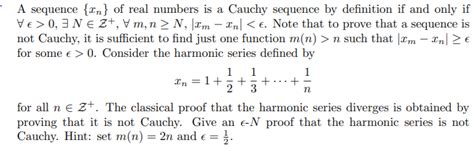 Solved A Sequence {{n} Of Real Numbers Is A Cauchy Sequence