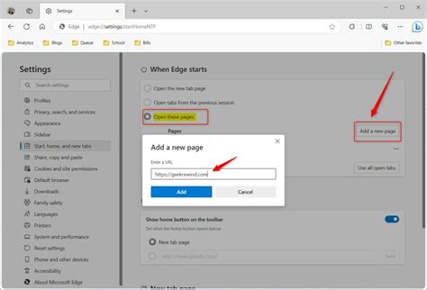 How To Manage Startup Page In Microsoft Edge Geek Rewind