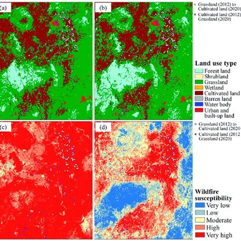 Land Use Type Maps In A 2012 And B 2020 Wildfire Susceptibility Download Scientific