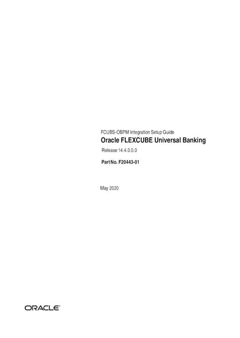 pdf oracle flexcube universal banking · fcubs obpm integration setup guide oracle flexcube