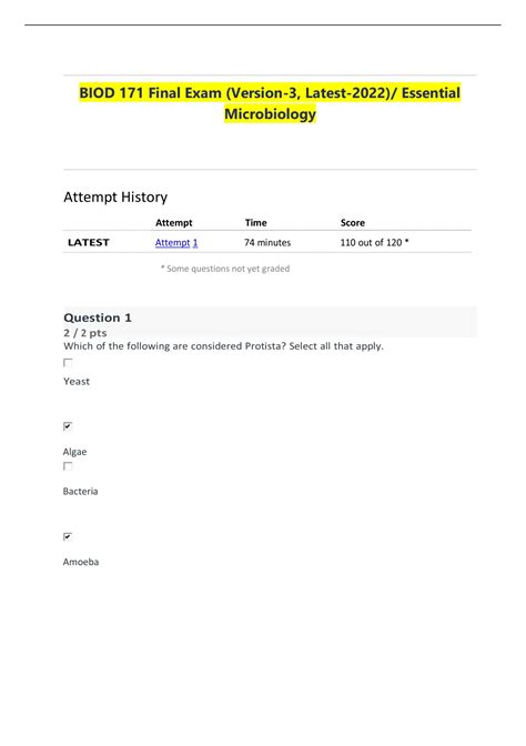 Biod 171 Final Exam Version 3 Latest 2022 Biod171 Final Exam