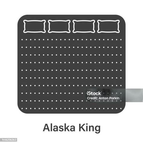 침대 크기 치수 매트리스 알래스카 킹 실루엣 아이콘입니다 호텔 또는 홈 픽토그램의 침실에 대한 침대 길이 측정 침실용 매트리스