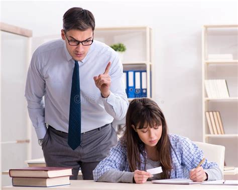 Male Lecturer Giving Lecture To Female Babe Stock Image Image Of Examination Homework