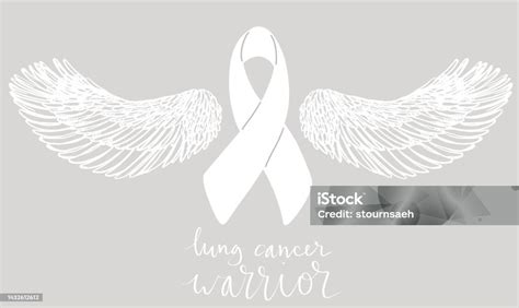 폐암 인식의 달 Novermber 필기 편지 천사 날개가있는 흰색 지원 리본 웹 배너 벡터 11월에 대한 스톡 벡터 아트 및 기타 이미지 Istock