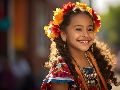 Premium Ai Image Young Mexican Girl Wearing Traditional Clothing Of