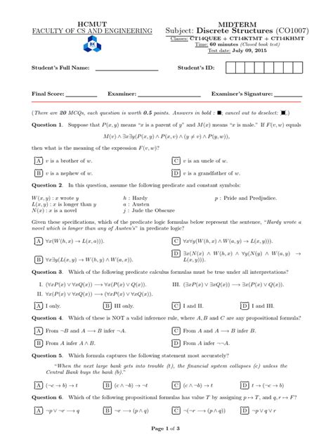 Old Midterm 1 Pdf Syntax Logic Logic