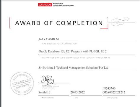 Kavyasri M On Linkedin Oraclecertified Plsql Databasedevelopment Oracledatabase…