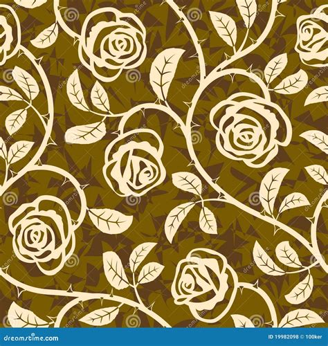 Rose Flowers Seamless Vector Repeat Pattern Stock Vector Illustration