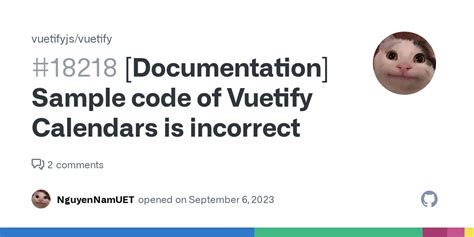 Documentation Sample Code Of Vuetify Calendars Is Incorrect · Issue