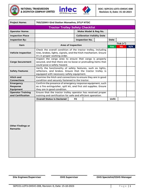 Ohsvc008 Tractor Trolley Safety Checklist Pdf Technology And Engineering