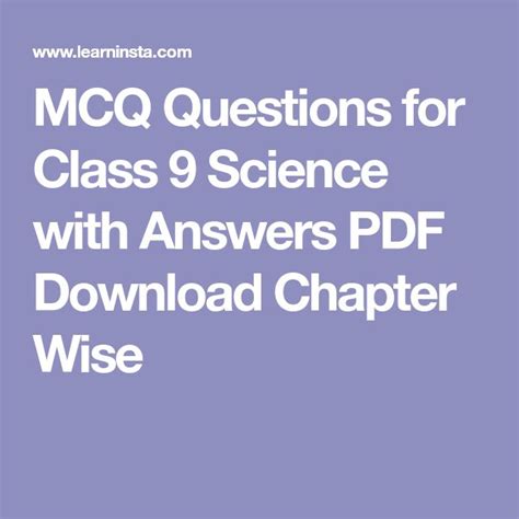 Mcq Questions For Class 9 Science Chapter Wise Pdf Download