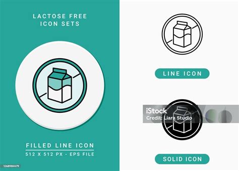 유당 무료 아이콘은 솔리드 아이콘 라인 스타일로 벡터 일러스트레이션을 설정합니다 젖소 우유 상자 금지 개념 개념에 대한 스톡 벡터 아트 및 기타 이미지 Istock