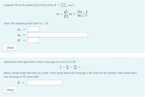 solved suppose the n th partial sum of the series s ∑k 1∞ak