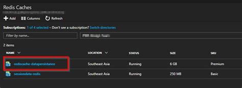Azure Redis Cache Configure Data Persistence