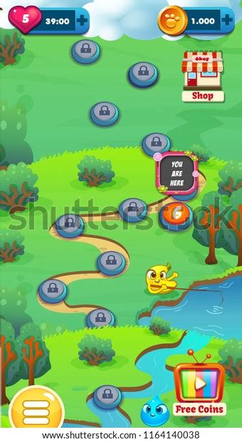 Game Level Map Mobile Game Design Stock Vector Royalty Free
