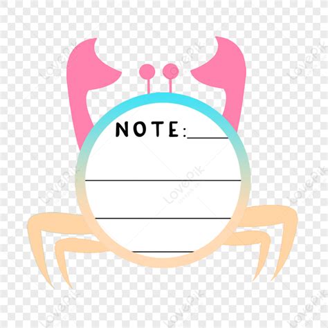 핑크 블루 오렌지 그라디언트 게 모양 일러스트 스티커 메모 메모지 주황색 분홍 Png 일러스트 무료 다운로드 Lovepik