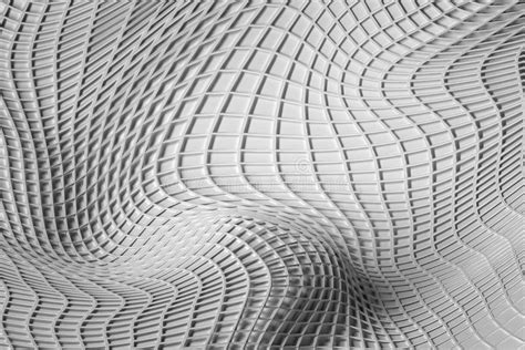 Warped Surface With Wireframe And White Sphere Balls Stock Illustration Illustration Of Scifi