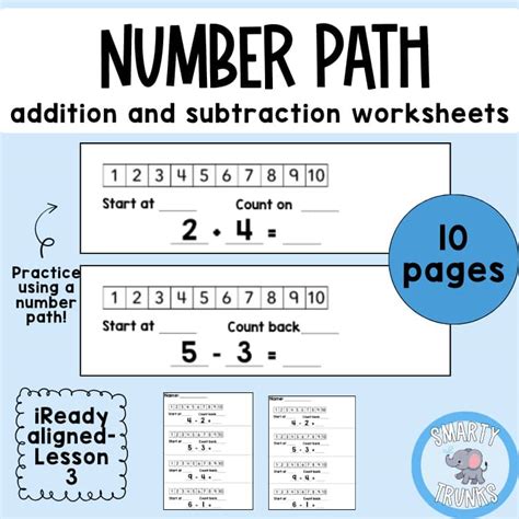 Number Path Addition And Subtraction Worksheets By Smarty Trunks Tpt