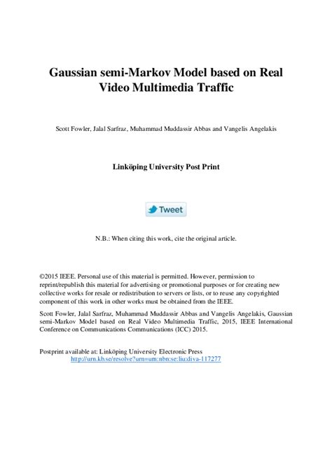 Pdf Gaussian Semi Markov Model Based On Real Video Multimedia Traffic