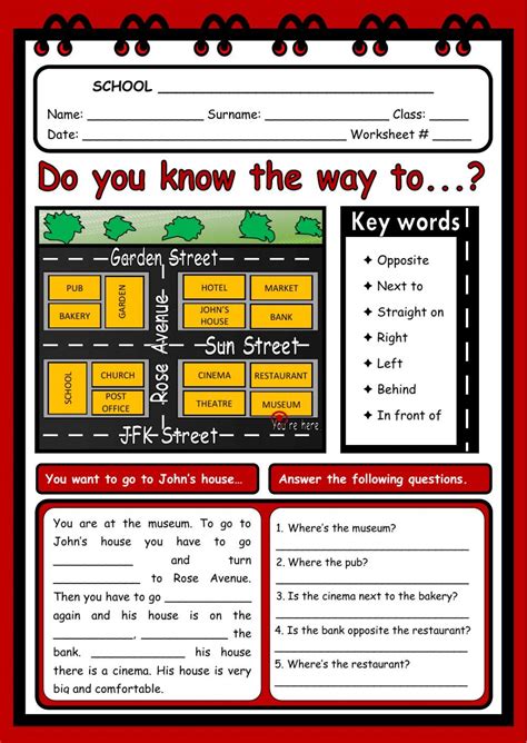 directions worksheets