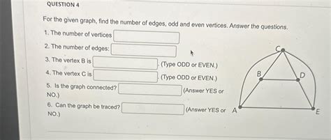 solved question 4for the given graph find the number of