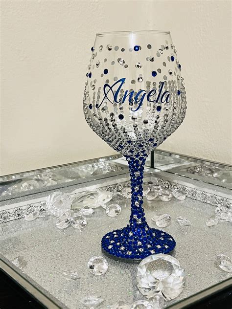 Customized Diamond Wine Glass Bling Wine Glass Birthday T Rhinestone Wine Glass Valentines