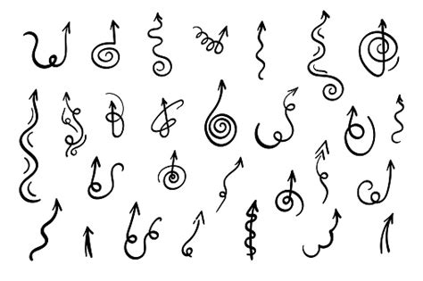 화살표가 설정되었습니다 손으로 그린 방향 표시기 요소 인터페이스 디자인을위한 간단한 낙서 포인터 커서 위쪽 가리키기에 대한 스톡 벡터 아트 및 기타 이미지 Istock