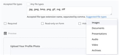 Set File Upload Properties
