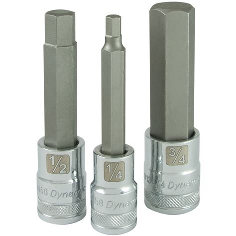 Dynamic Tools 1 2in Drive 8 Piece Long SAE Hex Socket Set Measurement Standard Standard SAE