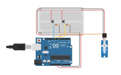 circuit design servo motor push buttons tinkercad