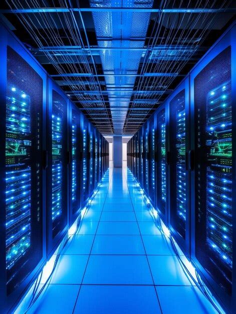 Premium Ai Image A Large Computer Room With Many Rows Of Computer