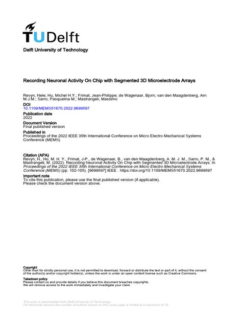 Recording Neuronal Activity On Chip With Segmented 3d Microelectrode Arrays Pdf