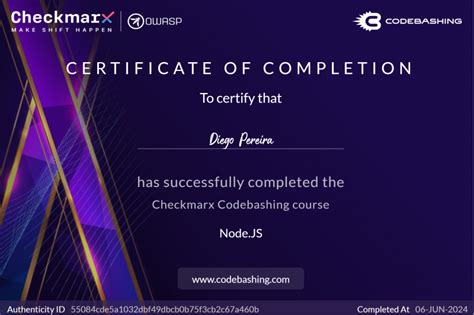 Completed Checkmarx Codebashing Course Diego Pereira Posted On The Completed Checkmarx Codebashing Course Diego Pereira Posted On The