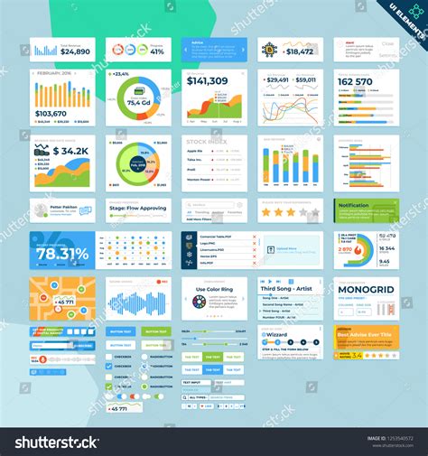 User Interface Widgets Set Interface Elements Stock Vector Royalty