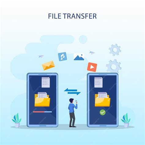 Premium Vector File Transfer Concept Backup Data Technology Cloud Upload And Download Flat