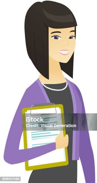비즈니스 여자 문서 클립보드를 들고 기업 재무와 산업에 대한 스톡 벡터 아트 및 기타 이미지 기업 재무와 산업 리더십 벡터 Istock