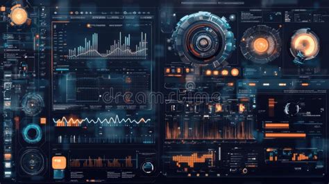 Futuristic Manufacturing Control Panel Displaying Real Time Data