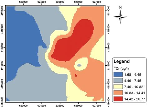 37 Kriging Interpolation Result Of 52 Cr Shown On Arcgis Download