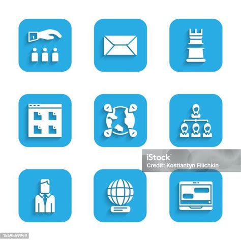 전 세계 채팅 메시지 노트북 계층 구조 조직도 차트 작업자 브라우저 파일 비즈니스 전략 및 직원 아이콘이 있는 보스의 위치를 설정합니다 벡터 건축물에 대한 스톡 벡터 아트