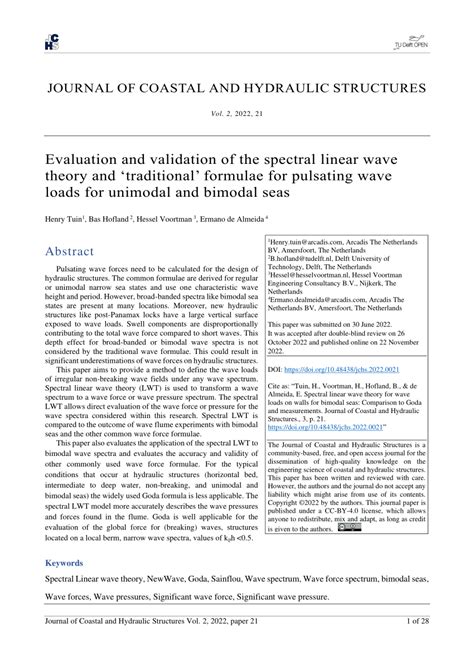 pdf spectral linear wave theory for wave loads on walls for bimodal